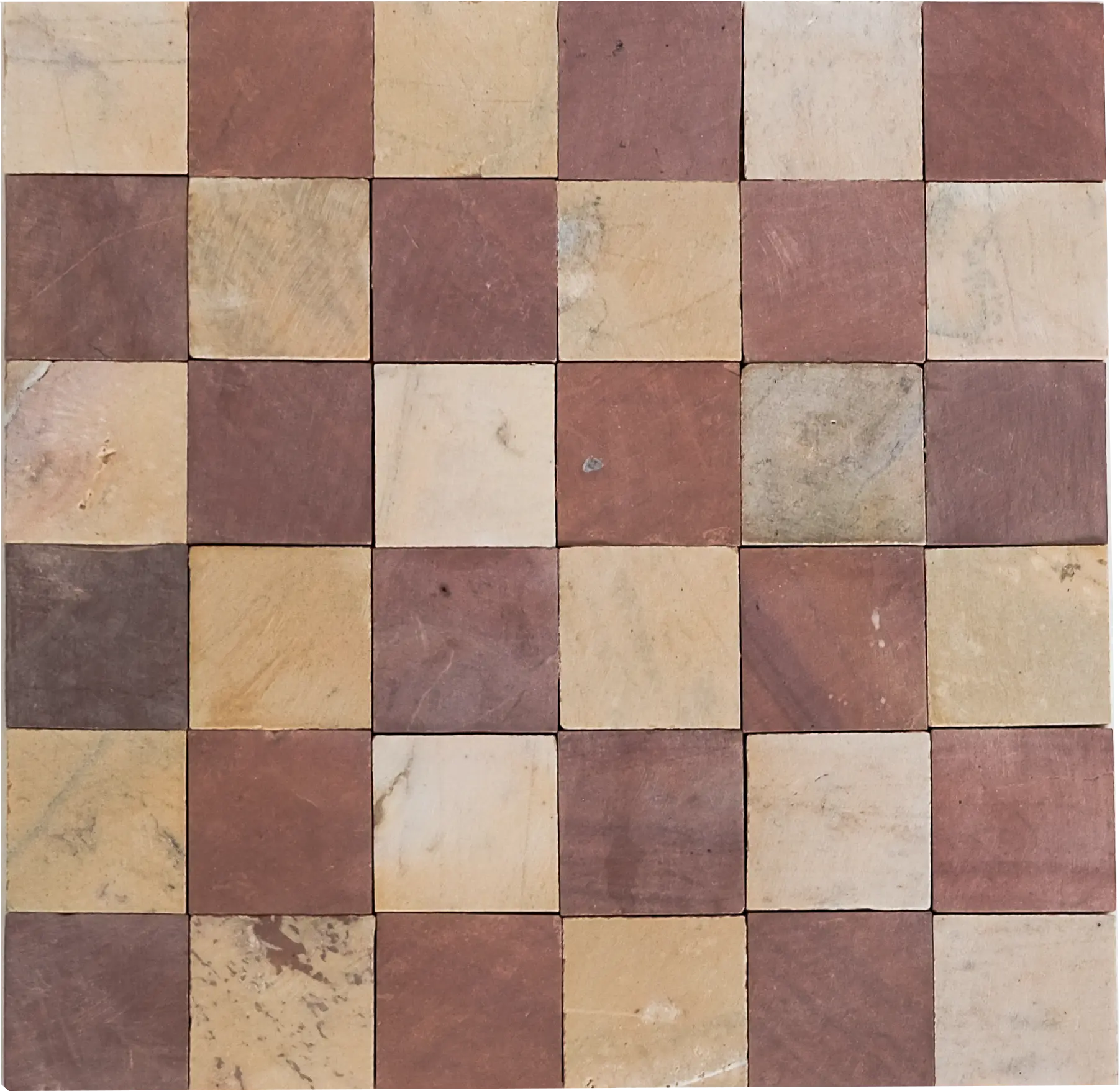 2x2 Dusty Rose and Hazy Yellow Checkerboard Limestone Mosaic Tile ...