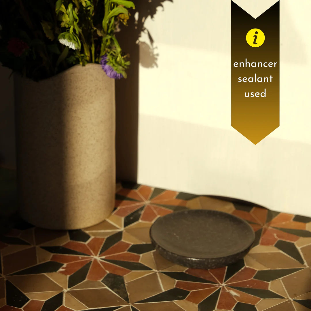 Sunset Orange/Terracotta and Teal Blue Flower Mosaic Tile – Mosaics.co